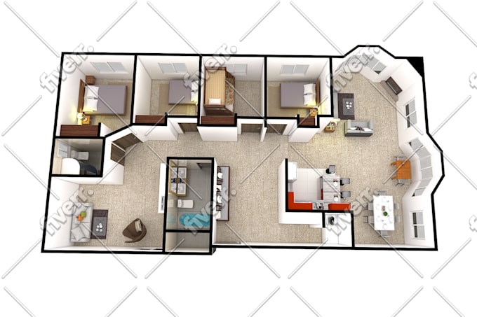 do your AMAZING 3D floor plan RENDERING | Fiverr
