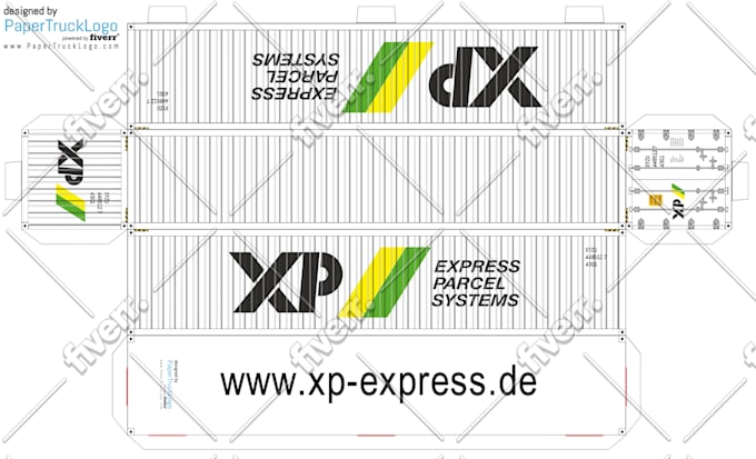 Make a papercraft shipping container with your logo on it by Papertrucklogo