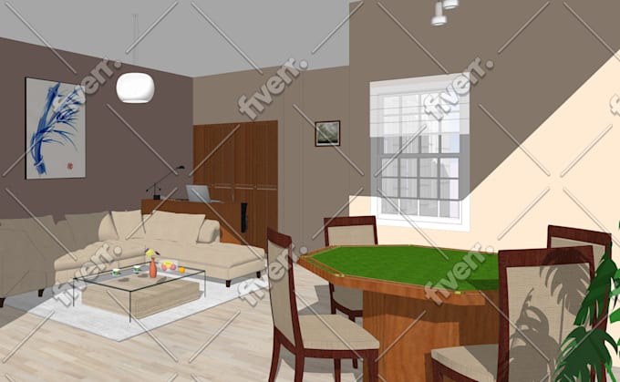 Make a 3d interior design with sketchup by Ke_architect