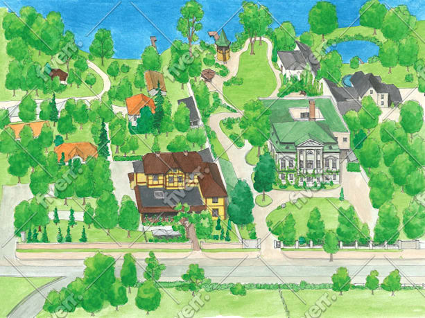 Draw a panoramic map of real world or custom fantasy map by Damijan