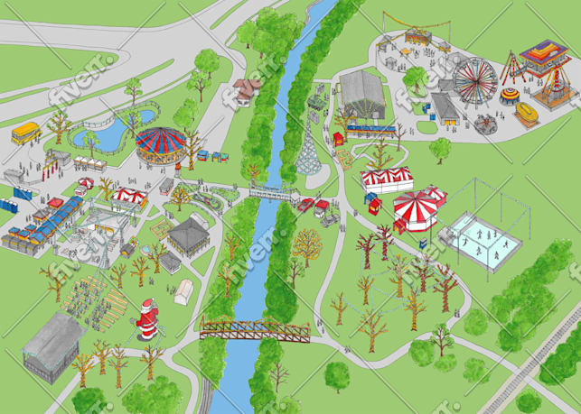 Draw a panoramic map of real world or custom fantasy map by Damijan