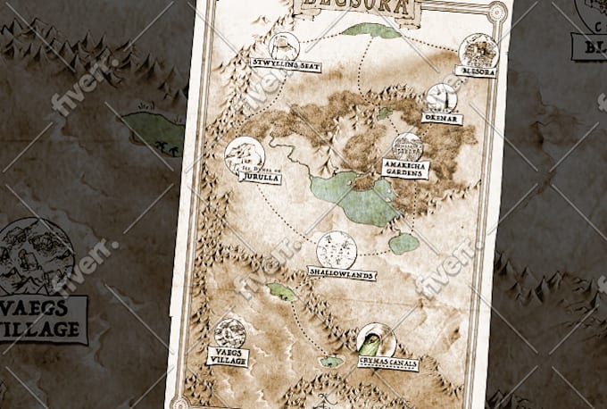 Custom fantasy world map D&D DnD and City maps