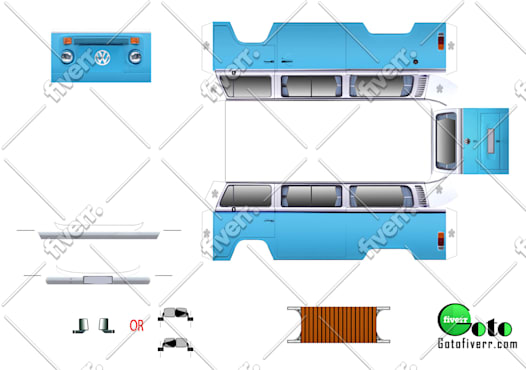 Make a papercraft volkswagen t2 kombi with your mesage on it by Papergo