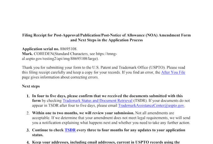 Prepare a trademark statement of use for your trademark by ...