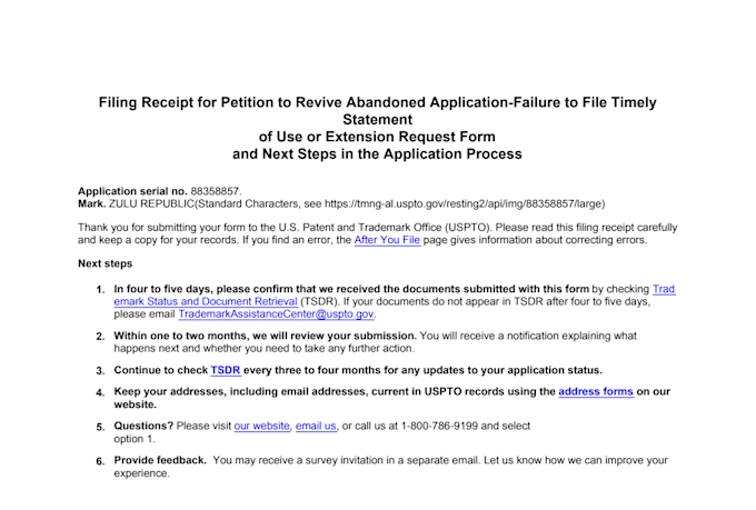Prepare a trademark statement of use for your trademark by ...