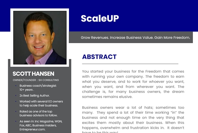 Design speaker one sheet, flyers, sell sheet by Qalbhocan | Fiverr