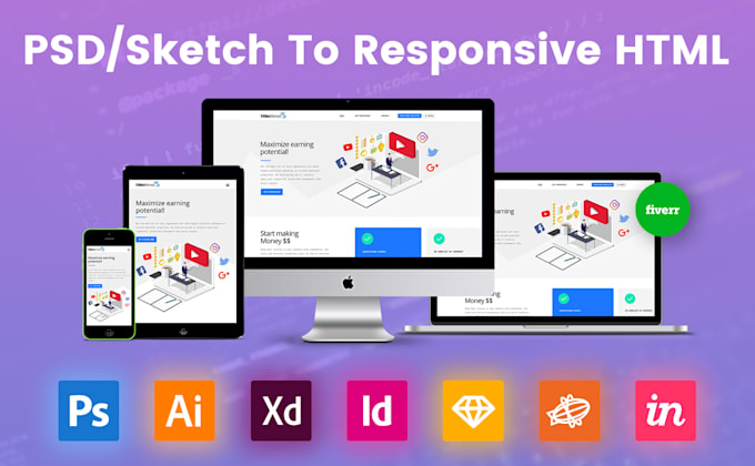Convert psd to responsive html or sketch to responsive html by Asoikot ...