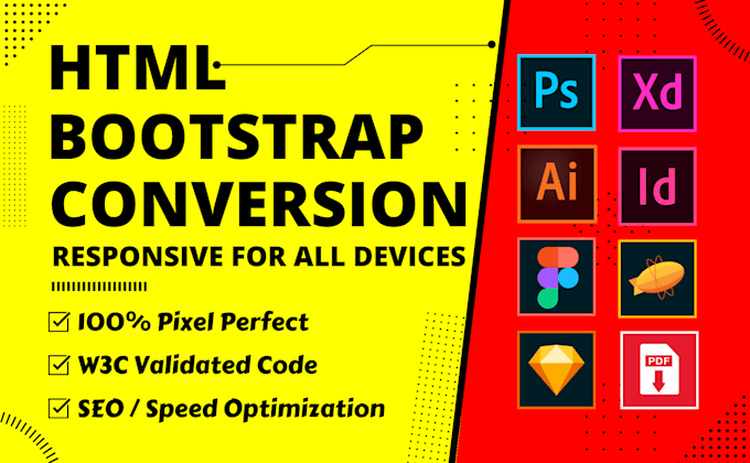 Convert figma to html, xd to html, psd to html bootstrap responsive ...
