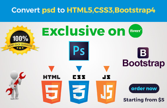 Convert Your Psd To Html5 Css3 Using Bootstrap 4 By Ifthakhar1 Fiverr 