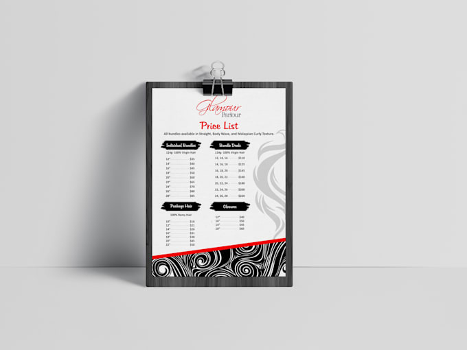 Design your price list or rate list by Shaangraphics | Fiverr