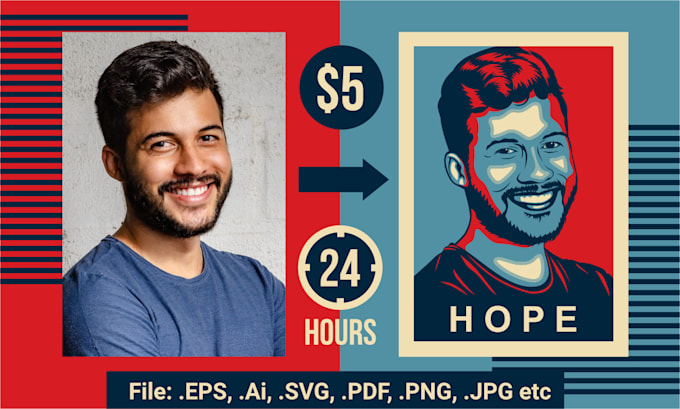 Turn your photo into obama hope poster style for merch and gift by ...