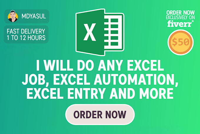 Do excel spreadsheet, excel vba, data entry, excel functions by Mdyasul | Fiverr