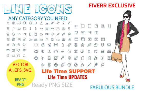 Offer you stunning line icons design pack by Stockvectors | Fiverr