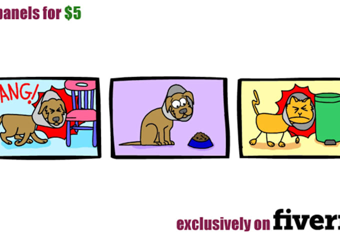 Draw a 3 panel comic strip of any subject by Wealthpossible | Fiverr