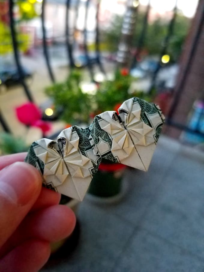 Make a double origami heart from money by Girlmeetscrafts | Fiverr