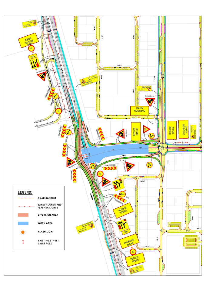 Make a road diversion, detour drawing in autocad by Rizy10 | Fiverr