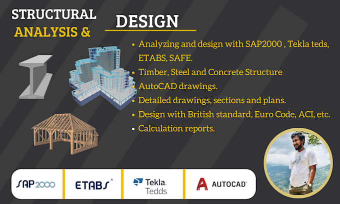Structural analysis and design using sap2000 with drawing by Prasadmad | Fiverr