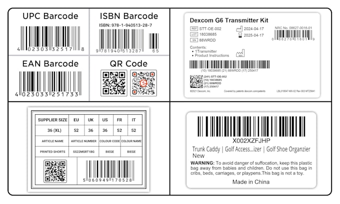 Create barcode or qr code with label, tag and sticker by Talukder | Fiverr