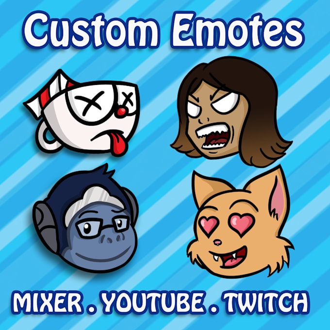 Create custom twitch, mixer or youtube emotes by Moonlitewolf | Fiverr