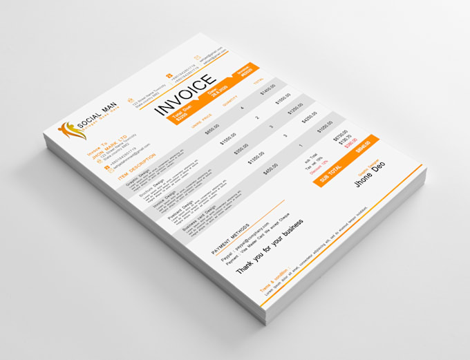 Amazing invoice design for you by Raahimdesign | Fiverr