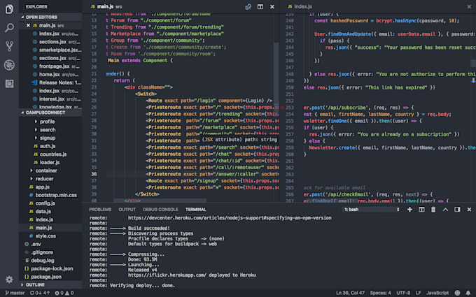 Fix any bugs in nodejs express react jquery and html for you by ...
