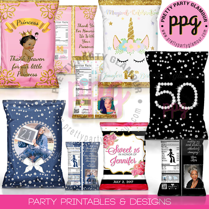 Custom chip popcorn snack bag by Lindayuli | Fiverr