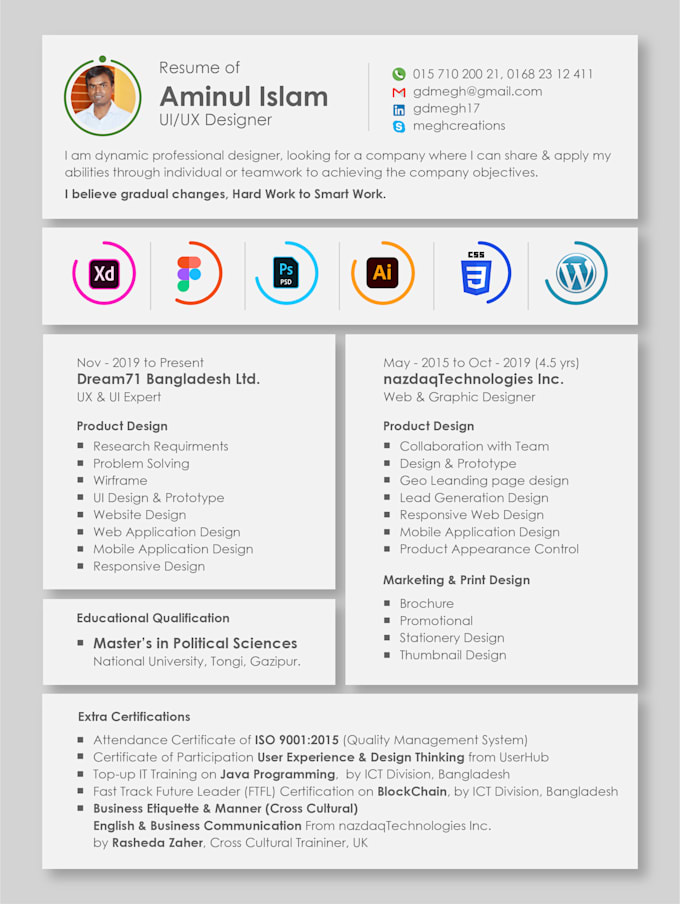Rewrite cv, resume design and resume edit by Gdmegh17 | Fiverr