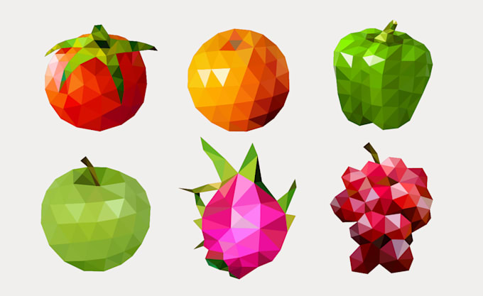 Turn fruit or vegetable photo to vector triangular low poly by ...