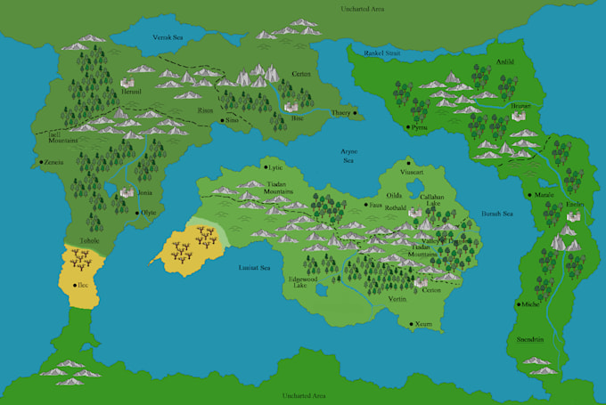 Create a fantasy map in black and white or color by Cmclark762 | Fiverr