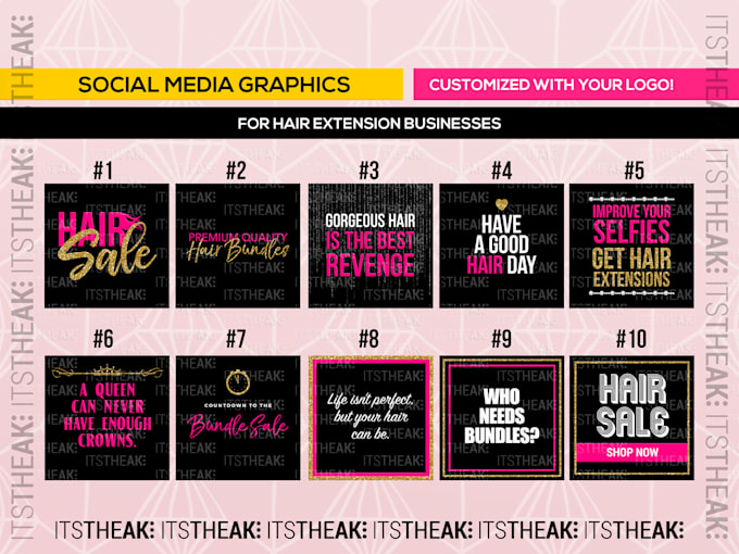 Customize these graphics for your hair extension business by Itstheak ...