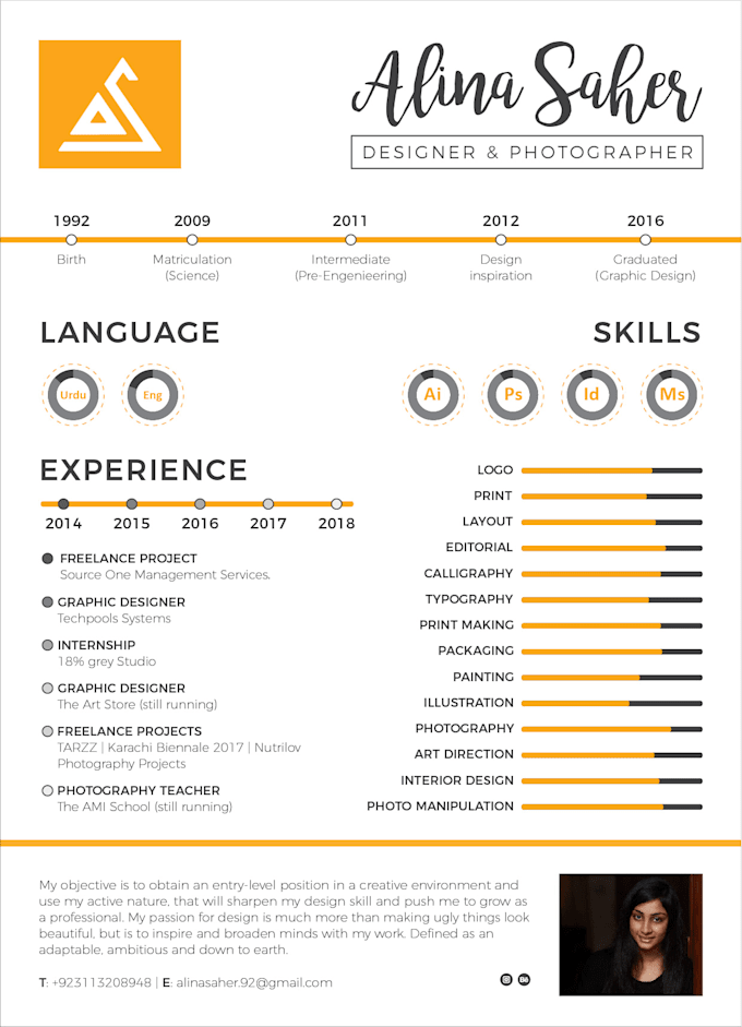 Create a nice and clean cv resume for you by Alinasaher92 | Fiverr