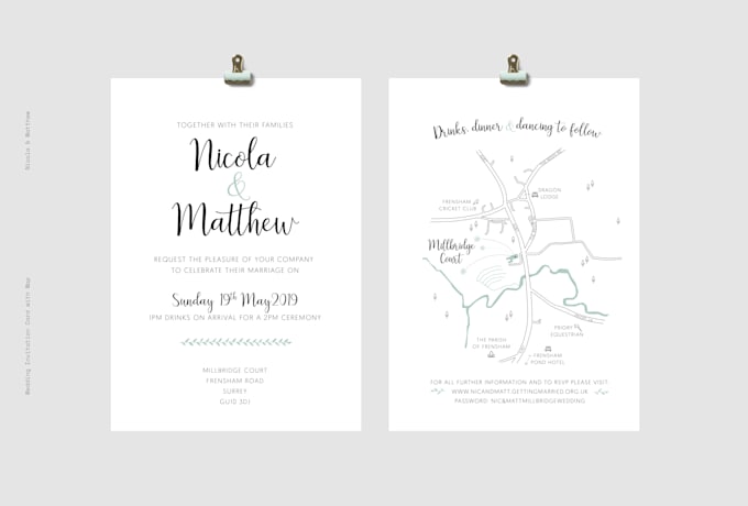 Design wedding invitations with maps by Luceabente | Fiverr