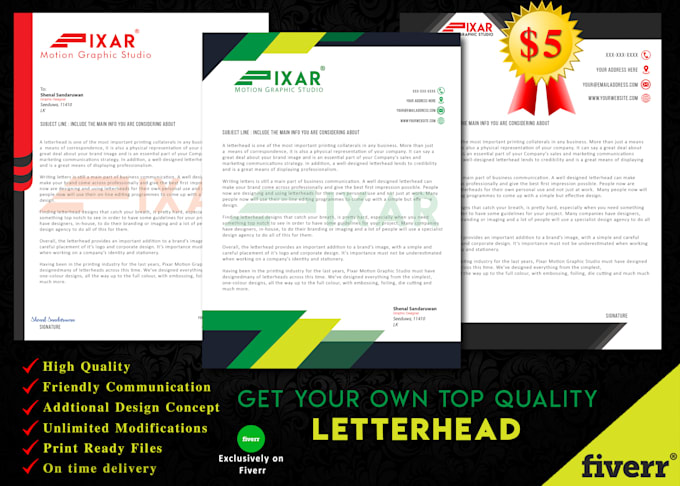 Create an attractive and top quality letter head design by ...