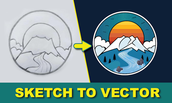 Convert your sketch to vector ai, eps, svg, and pdf by Vectorqo | Fiverr