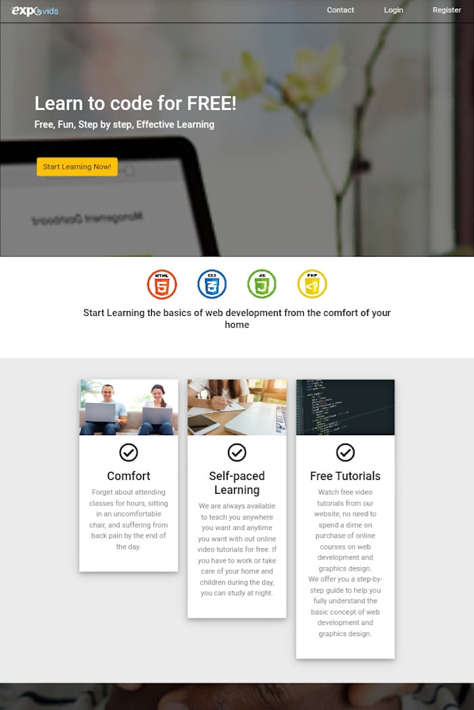 Code a responsive frontend design for your website with html, css and ...