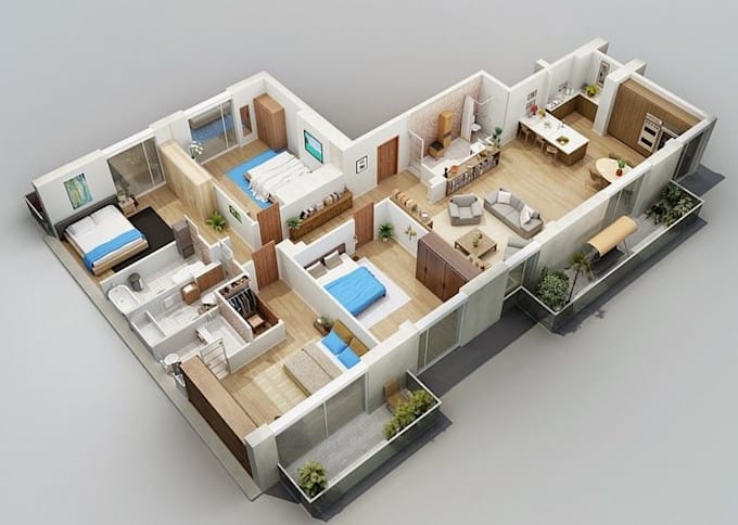 Design 2d and 3d floor plan by Emillycobbs | Fiverr