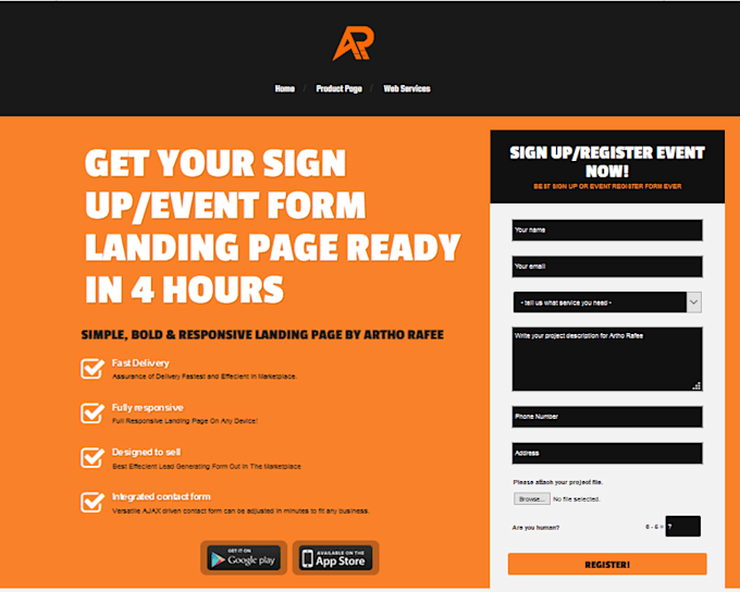 Design sign up form landing page in 4 hours by Arthorafee | Fiverr