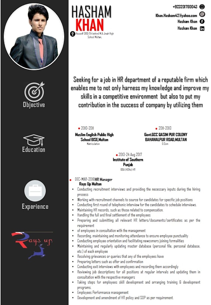Create your cv and resume with a custom design by Hashamkhan72 | Fiverr