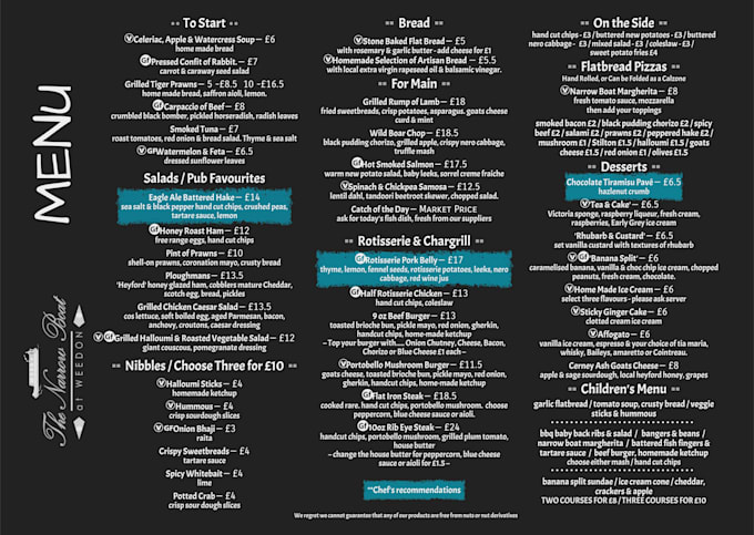 Design a menu in english by Paulmilthorpe | Fiverr