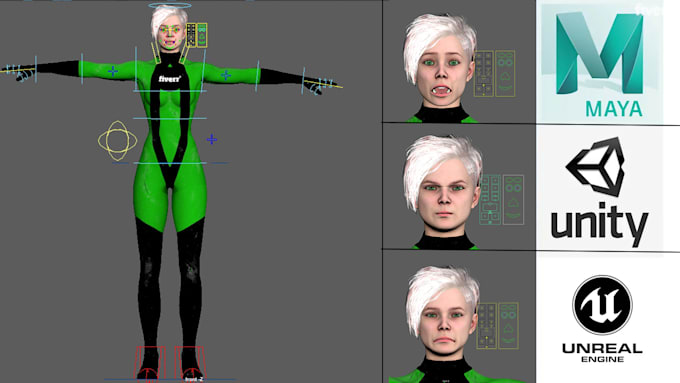 Rig 3d character in maya for unreal, unity, games, or mocap by Idduland ...