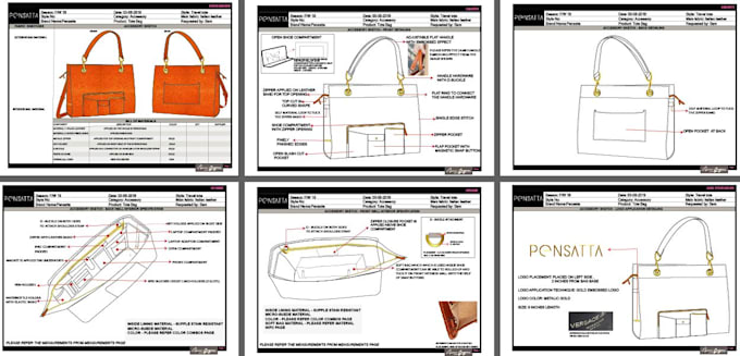 Do detailed handbag and accessory design tech packs by Annsusan | Fiverr