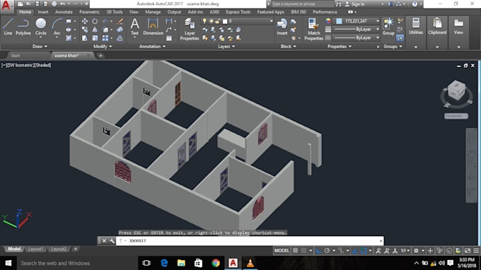 Draw a 3d plan with furniture in autocad by Usamakhanzada | Fiverr