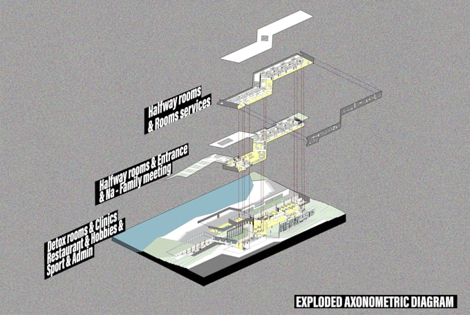 Make a 3d exploded axonometric architecture diagram by Ahmedkita | Fiverr