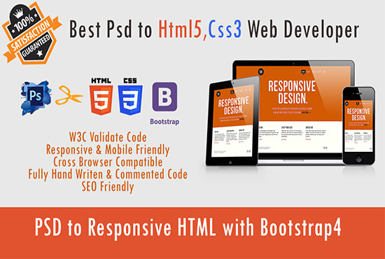 Convert psd to responsive html with bootstrap in 24hrs by Frontend_toki ...