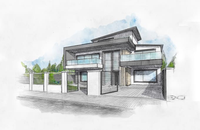 Make artist impression drawing for your architecture project by Edwinan ...