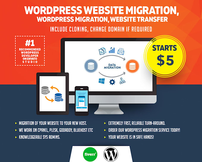 Migrate wordpress, transfer, backup wordpress website by Mfaisalakhtar1 | Fiverr