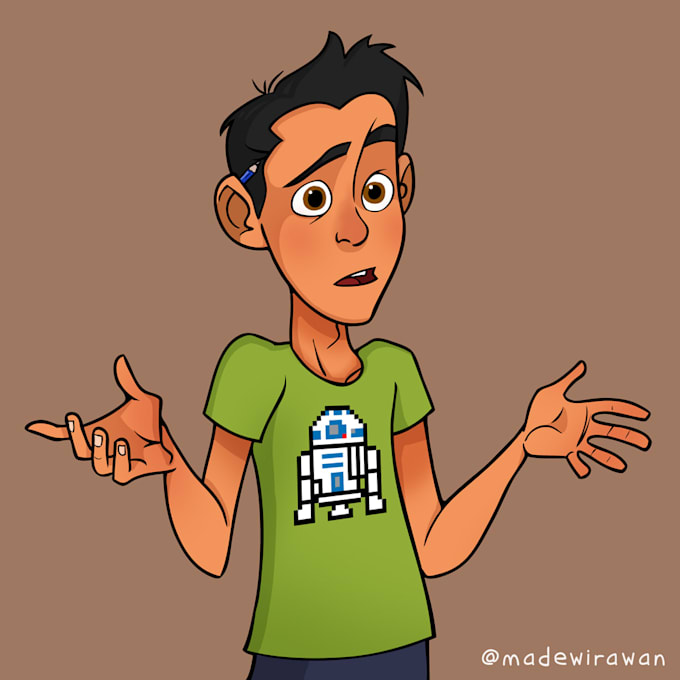 Make a neat and clean cartoon illustration by Madewirawan | Fiverr