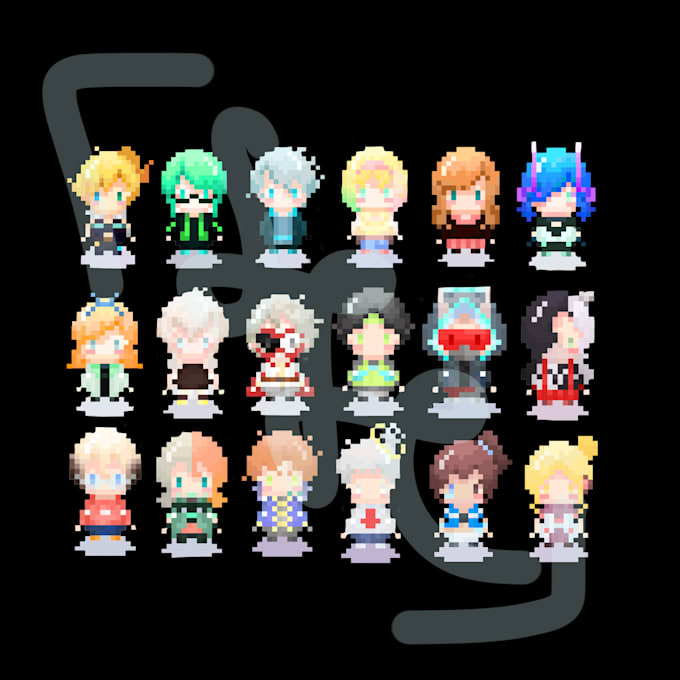 Pixelate 2 characters in a 4 bit game style by Pockettissues | Fiverr