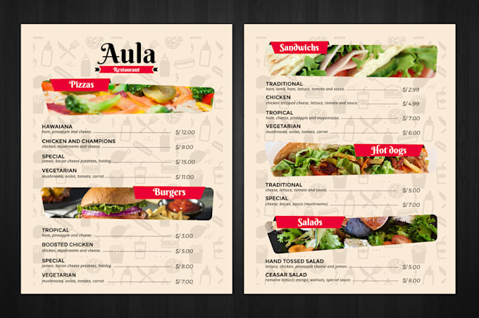Design restaurant menu design, flyer design by Khandakersharif | Fiverr