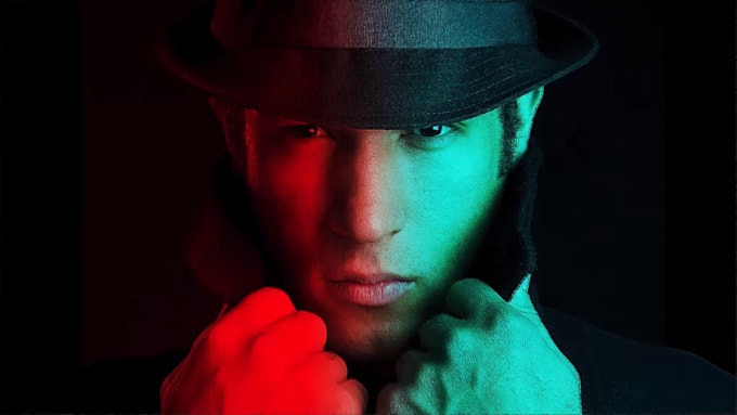 Make dramatic red and blue face portrait by Siraleksandar | Fiverr